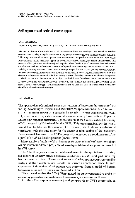 (PDF) Self-report visual scale of course appeal