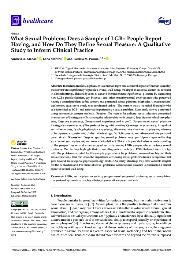 (PDF) What Sexual Problems Does a Sample of LGB+ People Report Having, and How Do They Define ...
