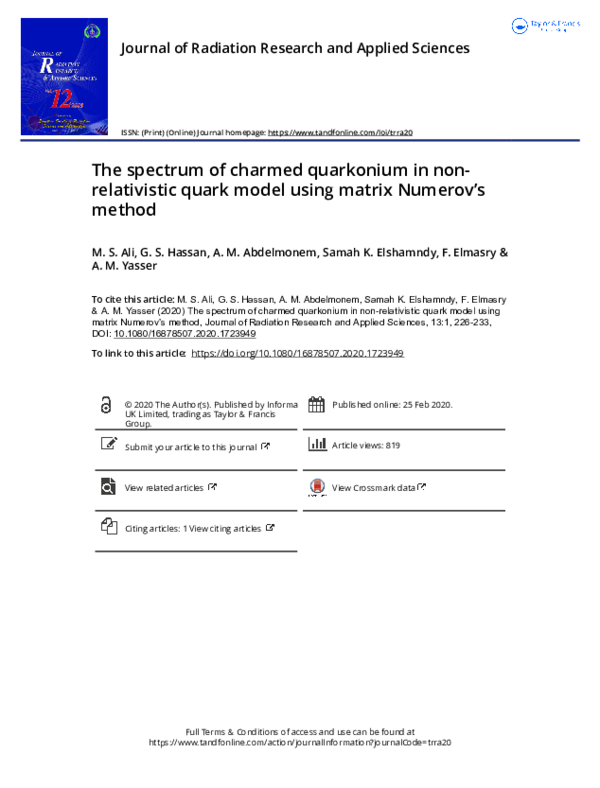 (PDF) The spectrum of charmed quarkonium in non-relativistic quark ...
