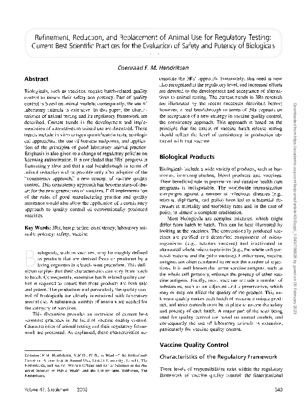 (PDF) Refinement Reduction, and Replacement of Animal Use for ...
