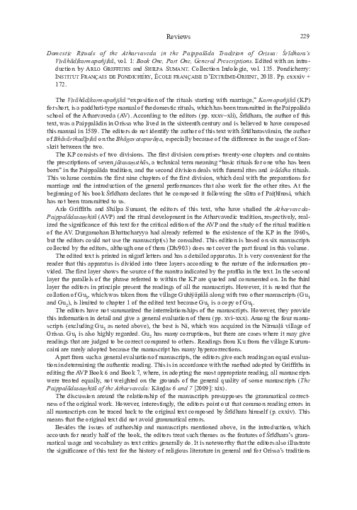 (PDF) Domestic Rituals of the Atharvaveda in the Paippalāda Tradition ...