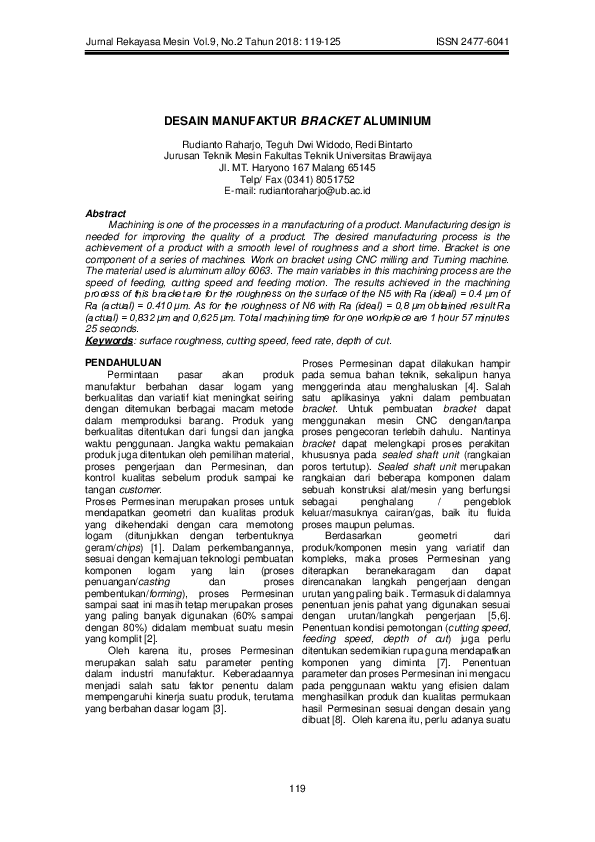 (PDF) Desain Manufaktur Bracket Aluminium | Redi Bintarto - Academia.edu