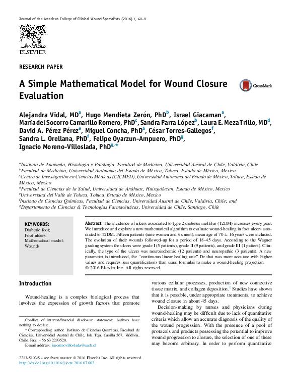 (PDF) A Simple Mathematical Model for Wound Closure Evaluation