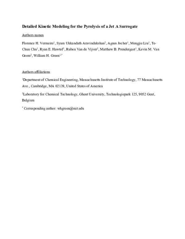 (PDF) Detailed Kinetic Modeling for the Pyrolysis of a Jet A Surrogate