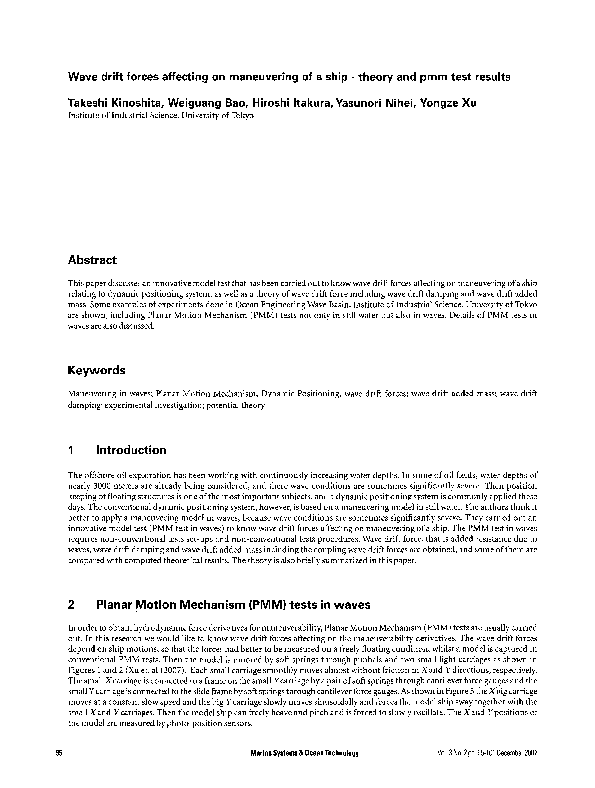 (PDF) Wave drift forces affecting on maneuvering of a ship - theory and ...
