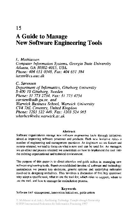 (PDF) A Guide to Manage New Software Engineering Tools
