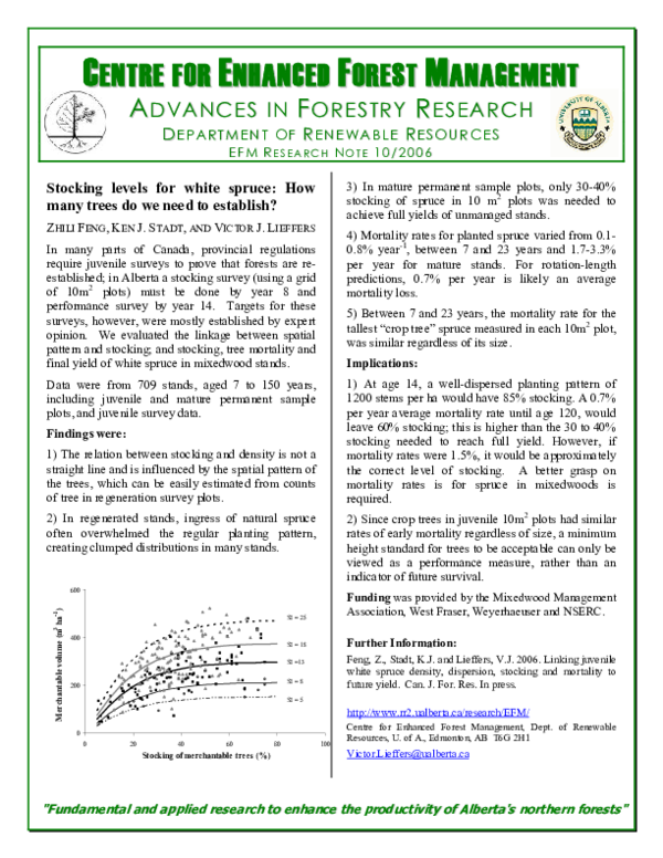 (PDF) Stocking levels for white spruce: How many trees do we need to ...