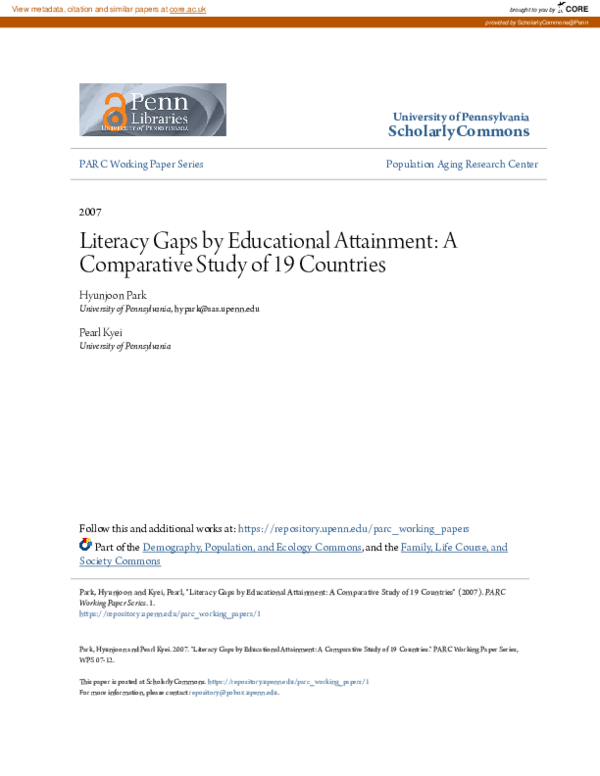 (PDF) Literacy gaps by educational attainment: A comparative study of 19 countries