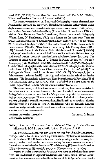 (PDF) Chosen but Free: A Balanced View of Divine Election [review ...