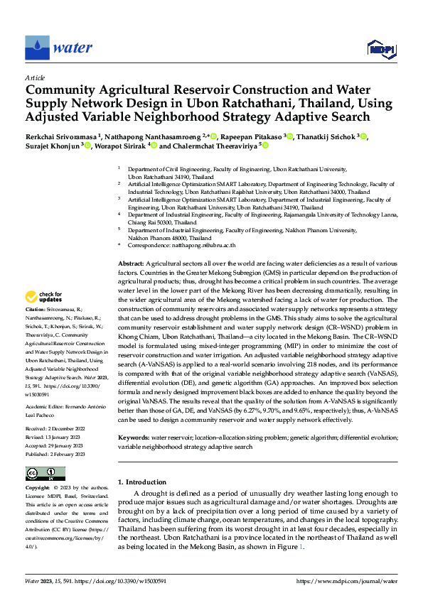 (PDF) Community Agricultural Reservoir Construction and Water Supply Network Design in Ubon ...