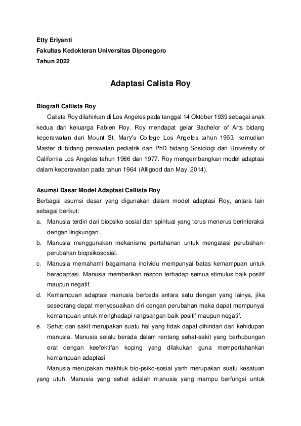 (PDF) Adaptasi Calista Roy