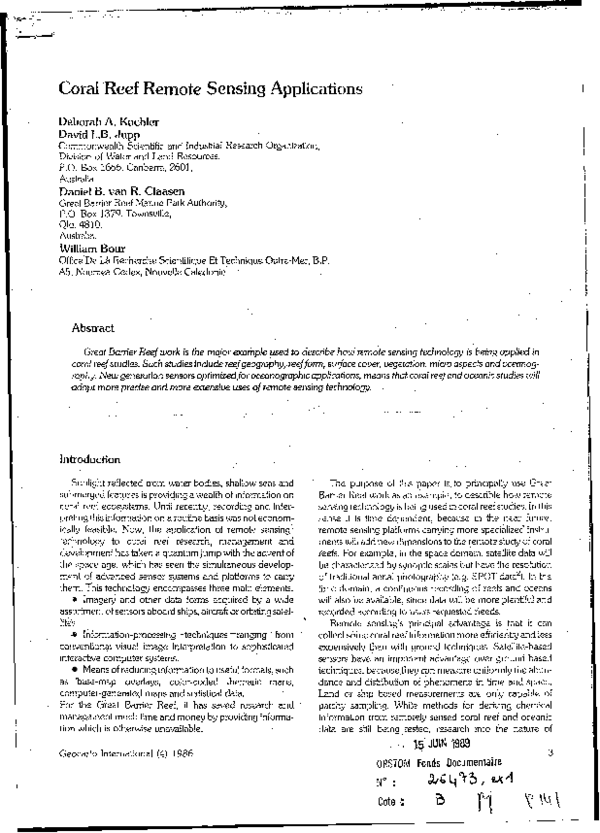 (PDF) Coral reef remote sensing applications
