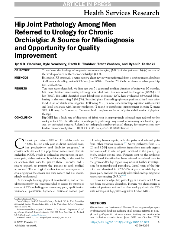 (PDF) Hip Joint Pathology Among Men Referred to Urology for Chronic ...
