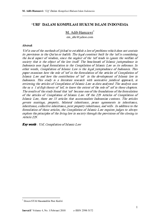 (PDF) â€˜Urf dalam Kompilasi Hukum Islam Indonesia