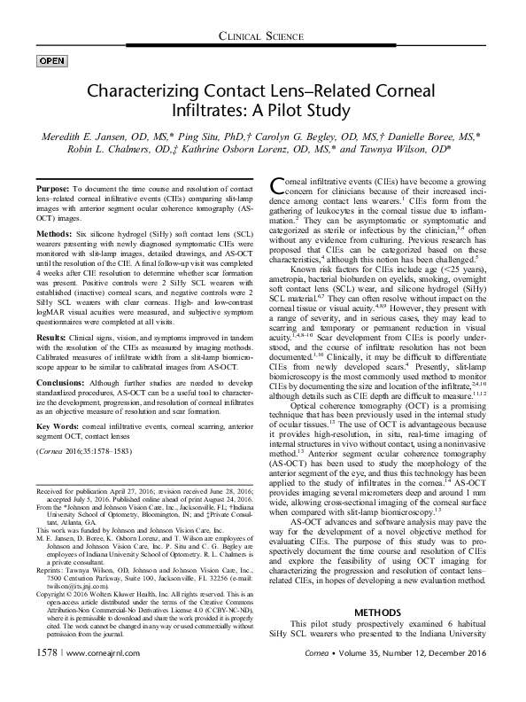 (PDF) Characterizing Contact Lens–Related Corneal Infiltrates | Robin ...