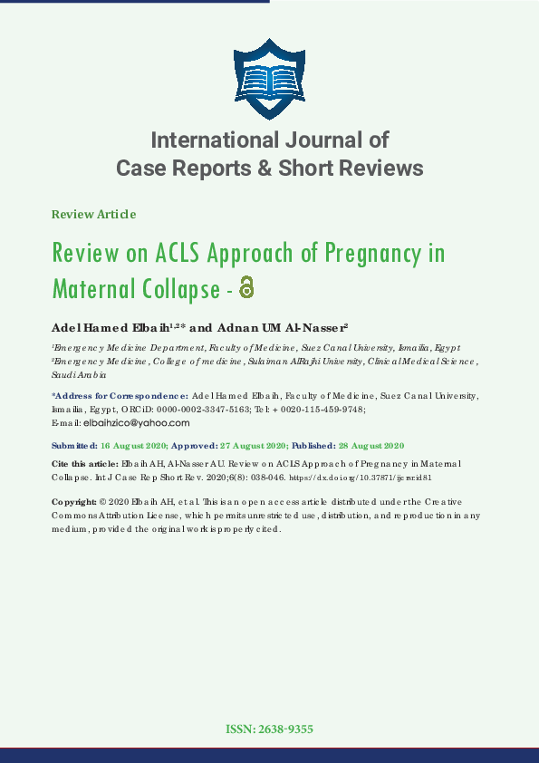 (PDF) Review on ACLS Approach of Pregnancy in Maternal Collapse