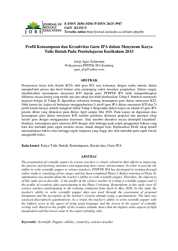 (PDF) Profil Kemampuan dan Kreativitas Guru IPA dalam Menyusun Karya ...