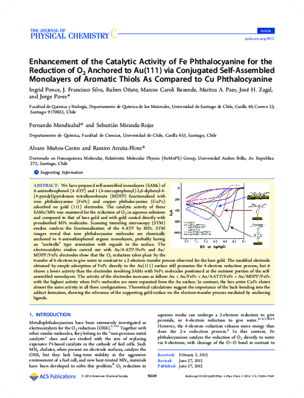 (PDF) Enhancement of the Catalytic Activity of Fe Phthalocyanine for the Reduction of O 2 ...