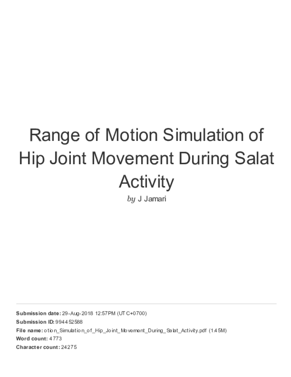 (PDF) Range of Motion Simulation of Hip Joint Movement During Salat ...
