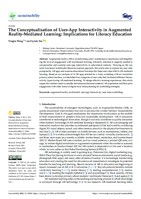 (PDF) The Conceptualisation of User-App Interactivity in Augmented ...