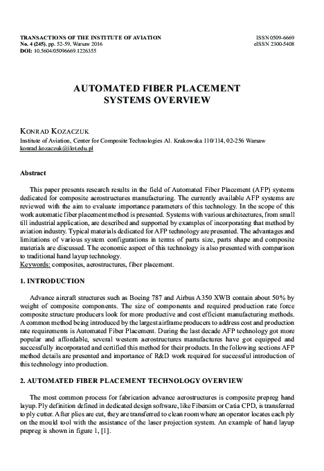 (PDF) Automated Fiber Placement Systems Overview