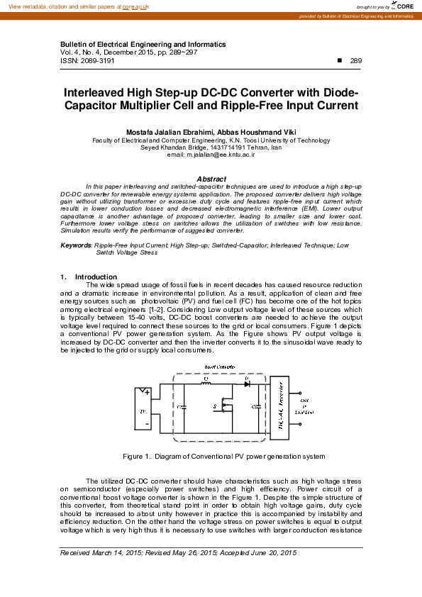 (PDF) Interleaved High Step-up DC-DC Converter with Diode-Capacitor Multiplier Cell and Ripple ...