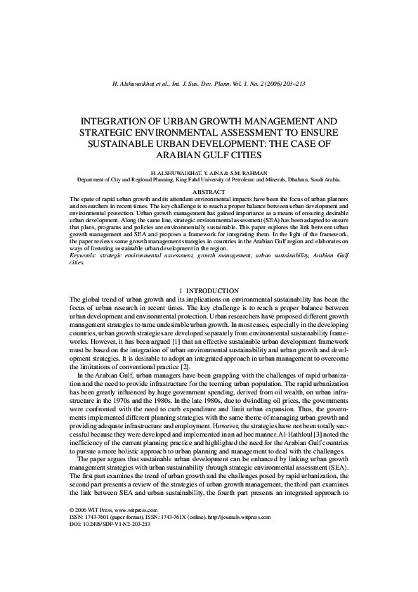 (PDF) Integration of urban growth management and strategic ...
