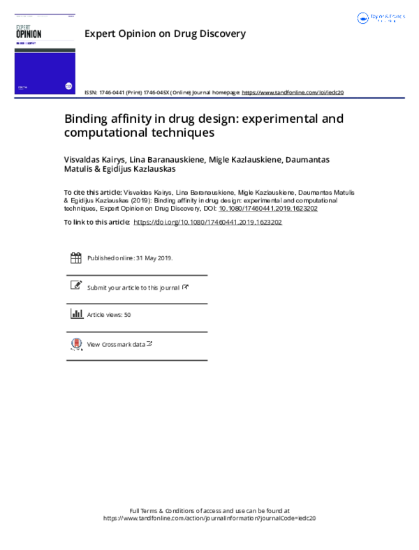 (PDF) Binding affinity in drug design: experimental and computational ...