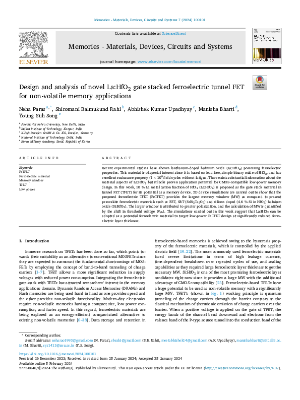 (PDF) Design and analysis of novel La:HfO 2 gate stacked ferroelectric tunnel FET for non ...
