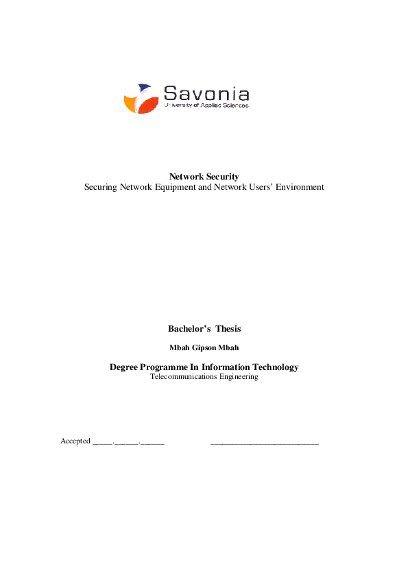 (PDF) Network Security : Securing Network Equipment and Network Users’ Environment