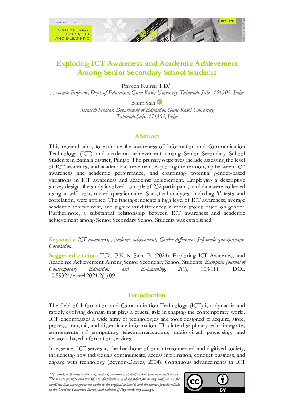 (PDF) Exploring ICT Awareness and Academic Achievement Among Senior ...