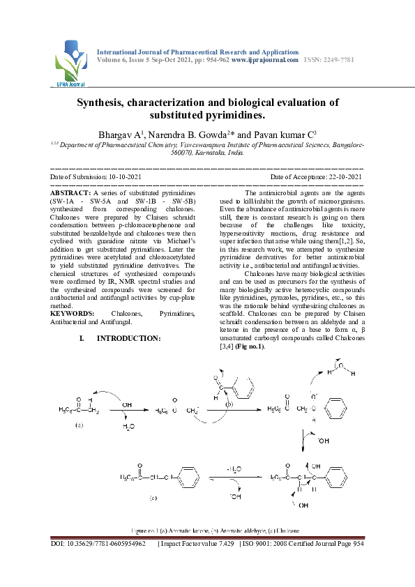 (DOC) Synthesis, characterization and biological evaluation of substituted pyrimidines