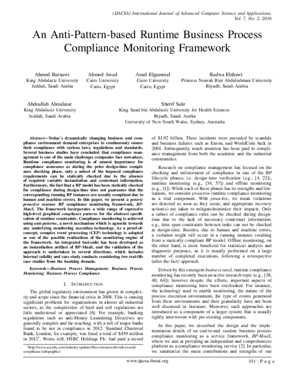 (PDF) An Anti-Pattern-based Runtime Business Process Compliance Monitoring Framework | Amal ...