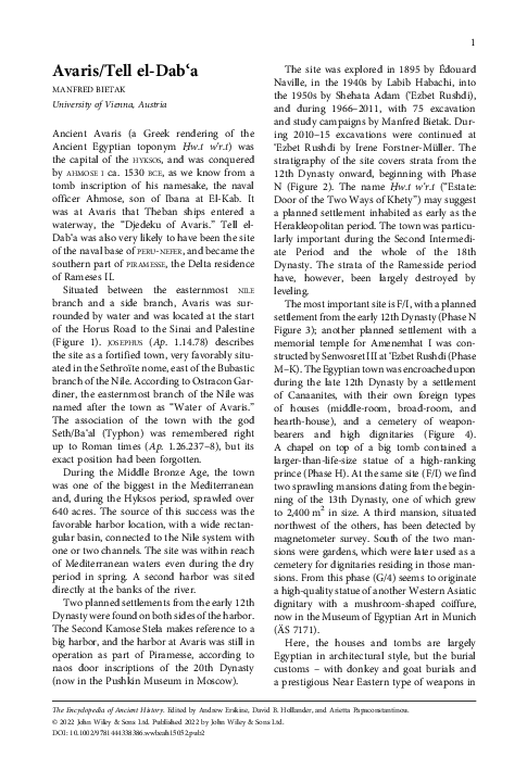 (PDF) Avaris/Tell el-Dab'a