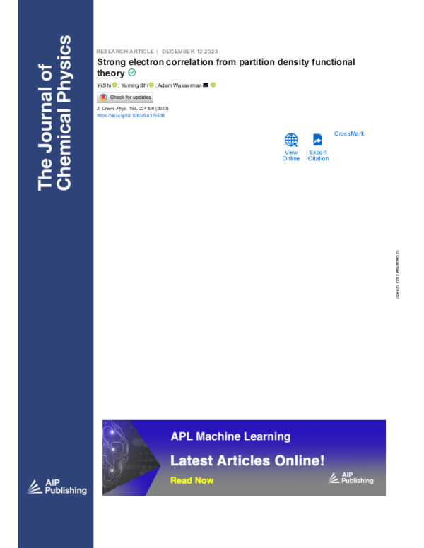 (PDF) Strong electron correlation from partition density functional theory