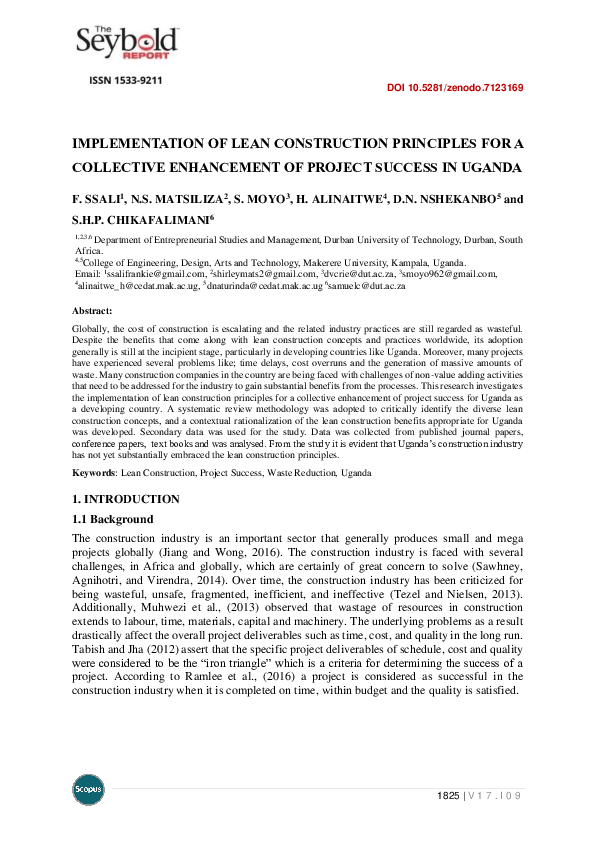 (PDF) Implementation of Lean Construction Principles for a Collective ...
