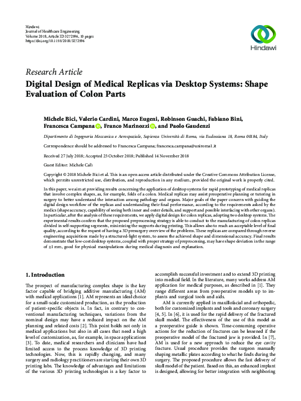 (PDF) Digital Design of Medical Replicas via Desktop Systems: Shape ...