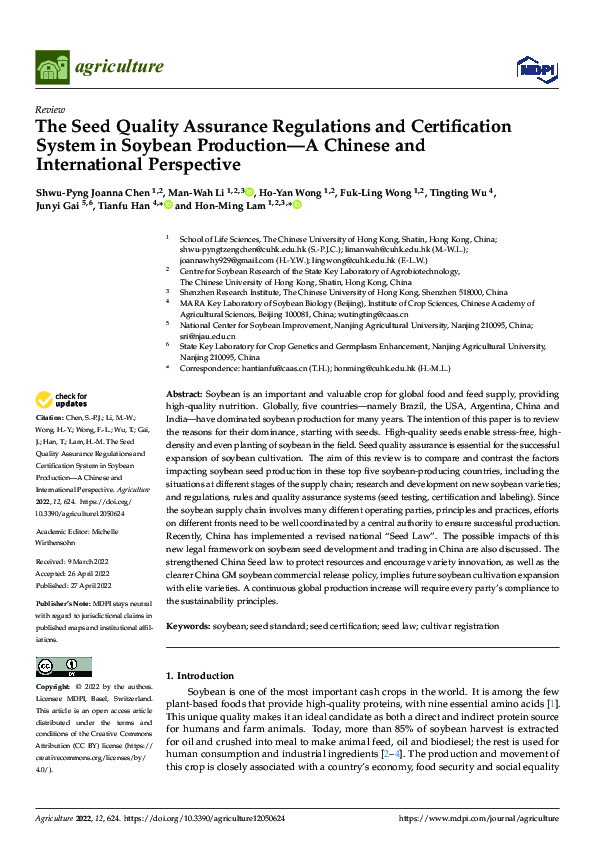 (PDF) The Seed Quality Assurance Regulations and Certification System in Soybean Production—A ...