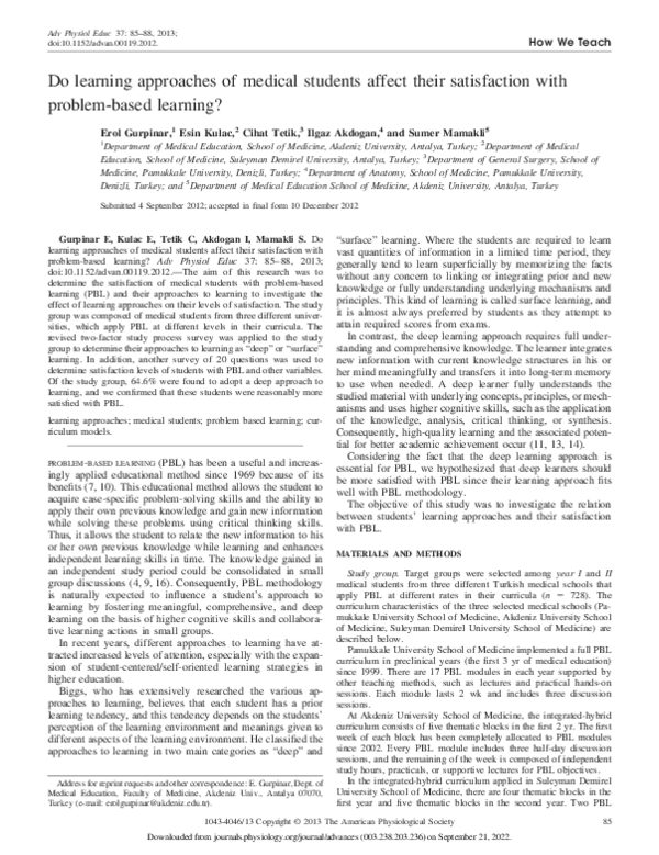 (PDF) Do learning approaches of medical students affect their ...