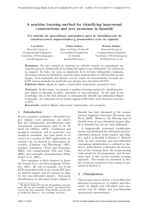 (PDF) A Machine Learning Method for Identifying Impersonal Constructions and Zero Pronouns In ...