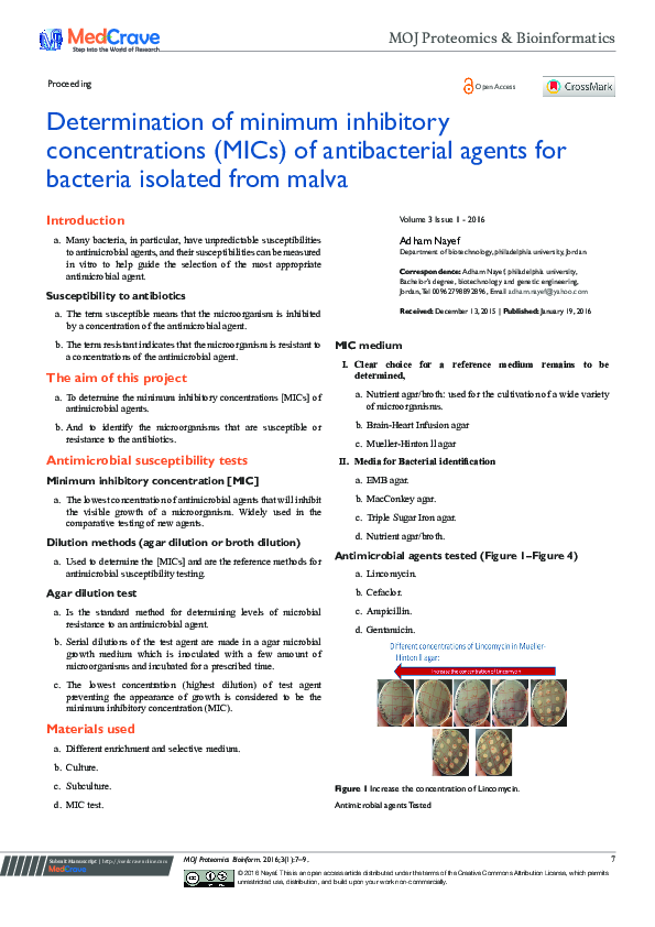 (PDF) Determination of Minimum Inhibitory Concentrations [Mics] of ...