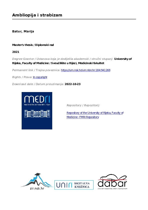 (PDF) Amblyopia and strabismus