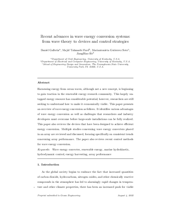 (PDF) Recent advances in wave energy conversion systems: From wave ...