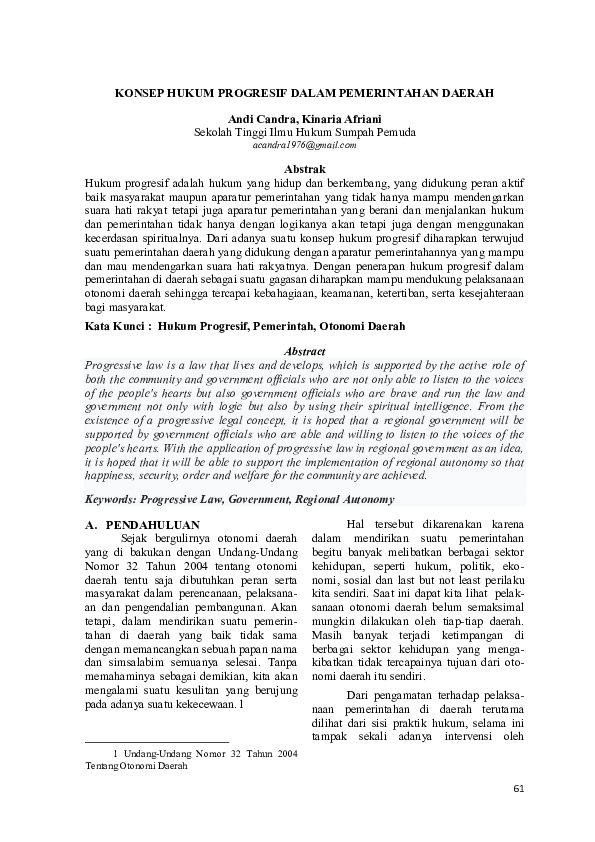 (PDF) Konsep Hukum Progresif Dalam Pemerintahan Daerah