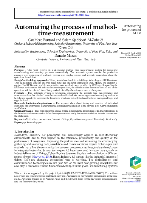 (PDF) Automating the process of method-time-measurement