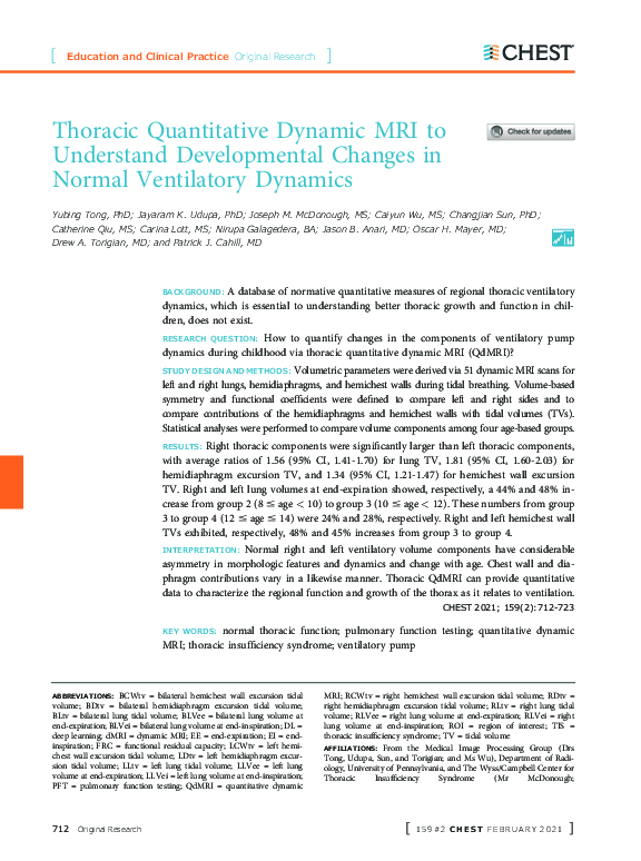 (PDF) Thoracic Quantitative Dynamic MRI to Understand Developmental ...