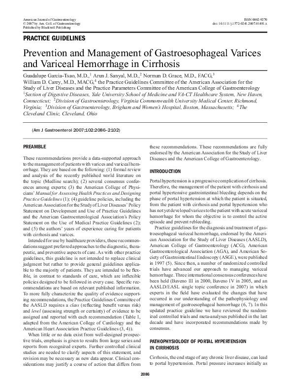 (PDF) Prevention and management of gastroesophageal varices and ...