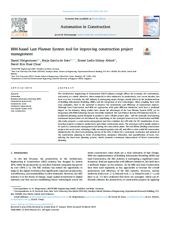 (PDF) BIM-based Last Planner System tool for improving construction ...