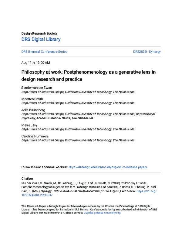 (PDF) Philosophy at work: Postphenomenology as a generative lens in ...