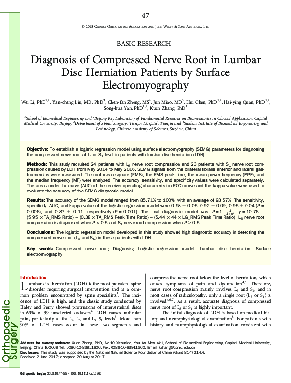 (PDF) Diagnosis of Compressed Nerve Root in Lumbar Disc Herniation ...